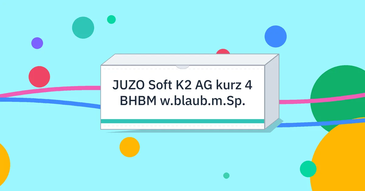 Symbolbild: Packung mit der Aufschrift JUZO Soft K2 AG kurz 4 BHBM w.blaub.m.Sp. (PZN 14867636) – Verfügbarkeit und Bezug in Apotheken in Frankfurt am Main