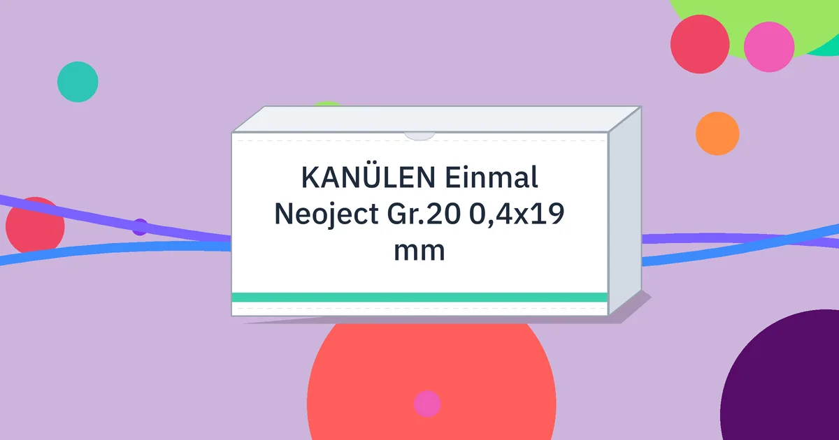 Symbolbild: Packung mit der Aufschrift KANÜLEN Einmal Neoject Gr.20 0,4x19 mm (PZN 03640390) – Verfügbarkeit und Bezug in Apotheken in Frankfurt am Main