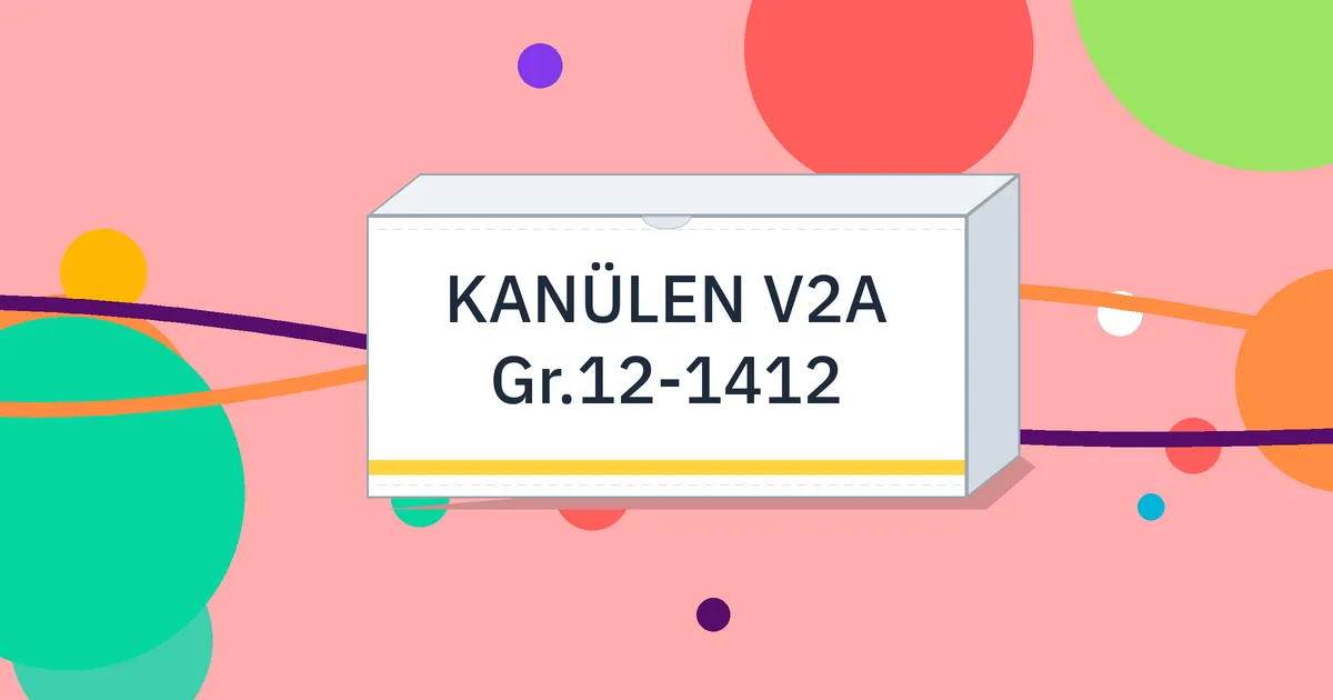 Symbolbild: Packung mit der Aufschrift KANÜLEN V2A Gr.12-1412 (PZN 01963752) – Verfügbarkeit und Bezug in Apotheken in Frankfurt am Main