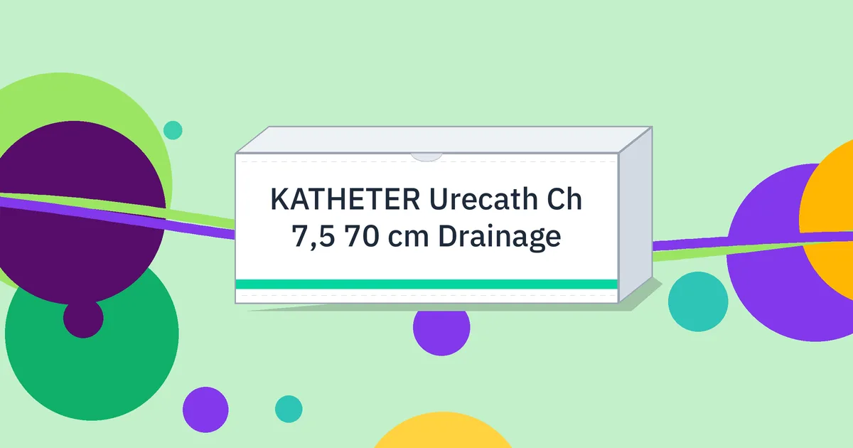 Symbolbild: Packung mit der Aufschrift KATHETER Urecath Ch 7,5 70 cm Drainage (PZN 03385124) – Verfügbarkeit und Bezug in Apotheken in Frankfurt am Main