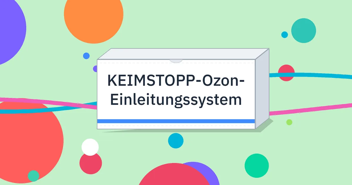 Symbolbild: Packung mit der Aufschrift KEIMSTOPP-Ozon-Einleitungssystem (PZN 00663456) – Verfügbarkeit und Bezug in Apotheken in Frankfurt am Main