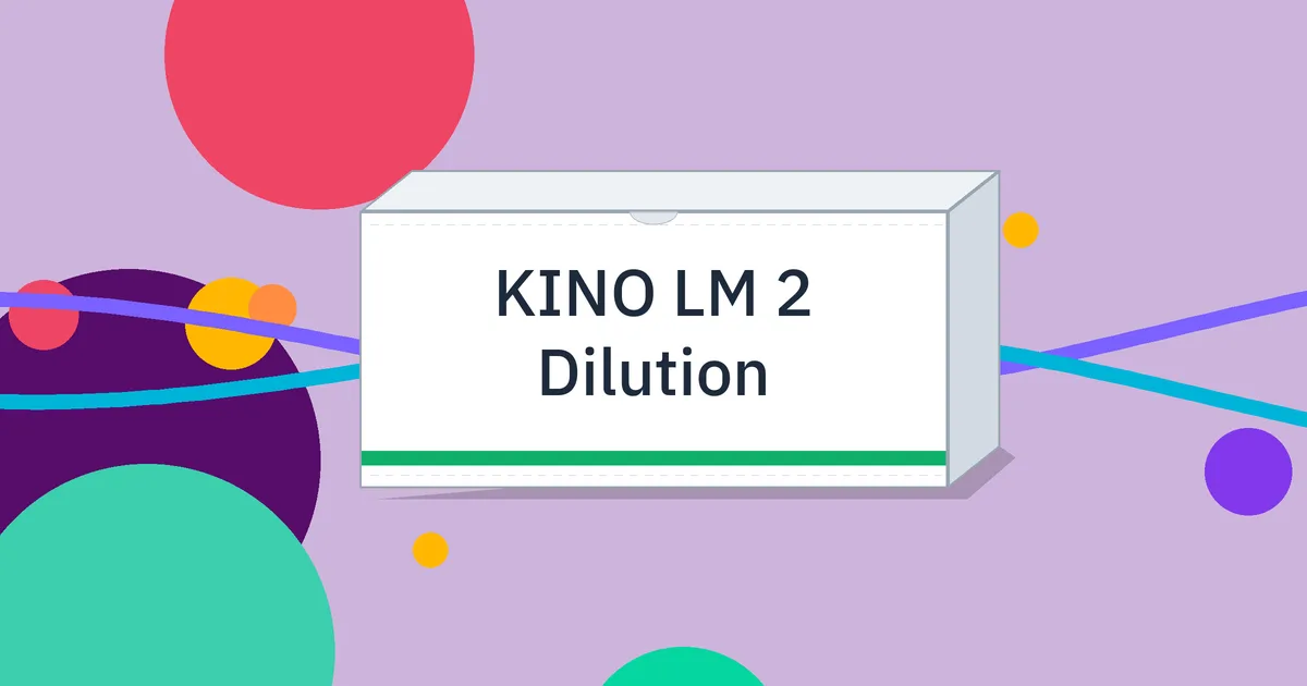 Symbolbild: Packung mit der Aufschrift KINO LM 2 Dilution (PZN 13518365) – Verfügbarkeit und Bezug in Apotheken in Frankfurt am Main