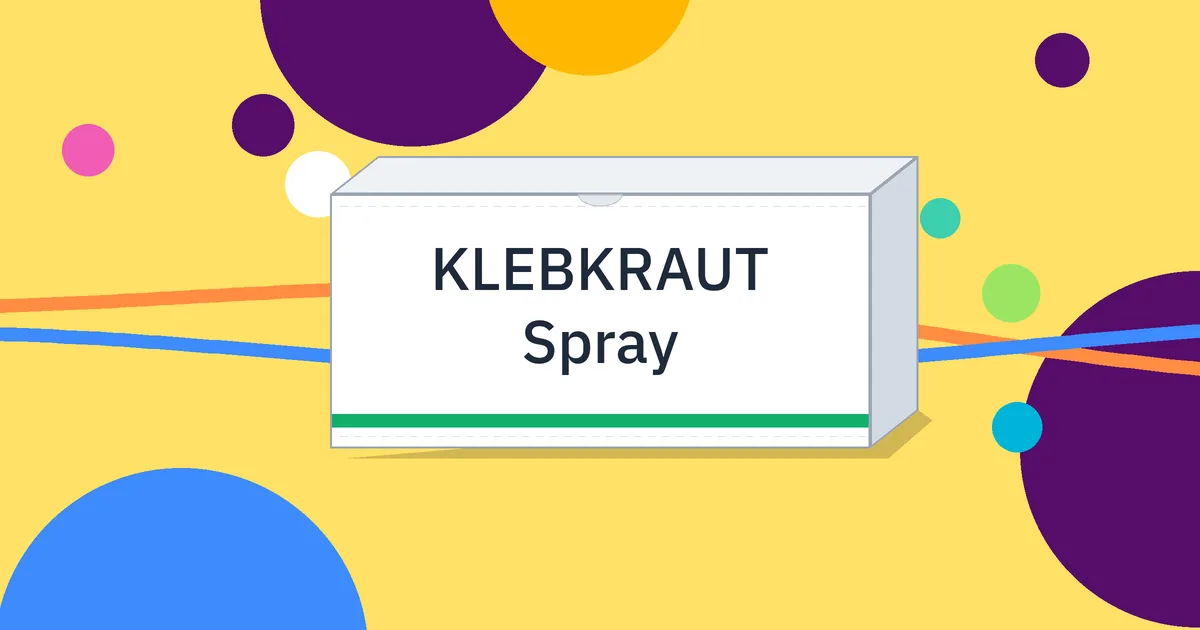 Symbolbild: Packung mit der Aufschrift KLEBKRAUT Spray (PZN 19338871) – Verfügbarkeit und Bezug in Apotheken in Frankfurt am Main
