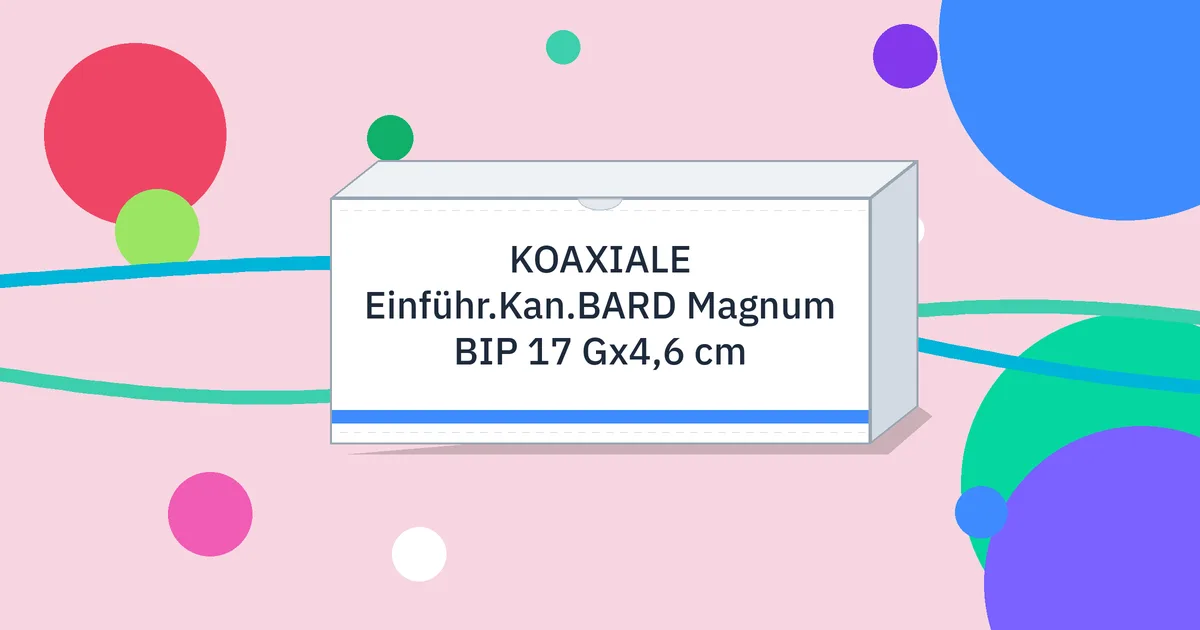Symbolbild: Packung mit der Aufschrift KOAXIALE Einführ.Kan.BARD Magnum BIP 17 Gx4,6 cm (PZN 04504186) – Verfügbarkeit und Bezug in Apotheken in Frankfurt am Main