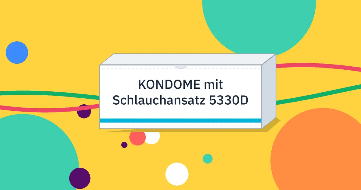 Symbolbild: Packung mit der Aufschrift KONDOME mit Schlauchansatz 5330D (PZN 00590094) – Verfügbarkeit und Bezug in Apotheken in Frankfurt am Main