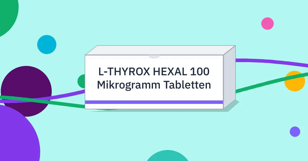 Symbolbild: Packung mit der Aufschrift L-THYROX HEXAL 100 Mikrogramm Tabletten (PZN 00811738) – Verfügbarkeit und Bezug in Apotheken in Frankfurt am Main