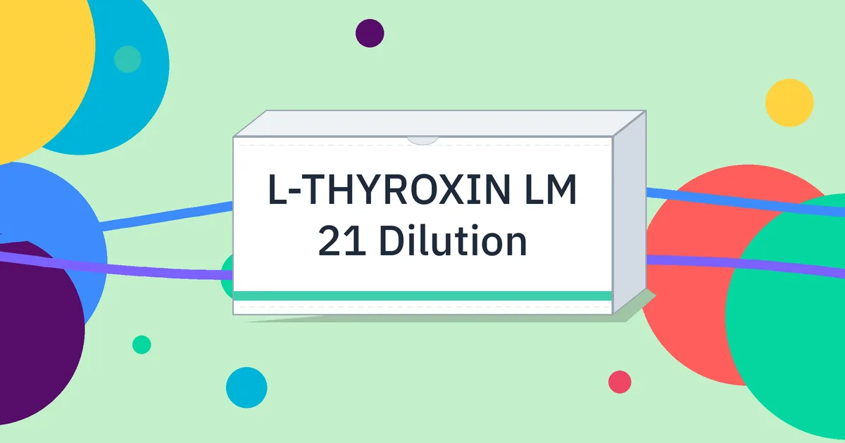 Symbolbild: Packung mit der Aufschrift L-THYROXIN LM 21 Dilution (PZN 12928612) – Verfügbarkeit und Bezug in Apotheken in Frankfurt am Main