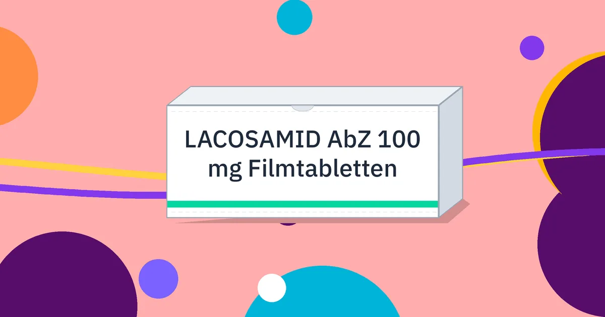 Symbolbild: Packung mit der Aufschrift LACOSAMID AbZ 100 mg Filmtabletten (PZN 14352381) – Verfügbarkeit und Bezug in Apotheken in Frankfurt am Main