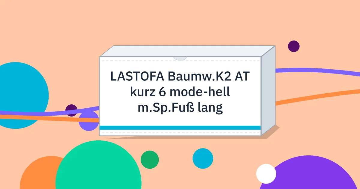 Symbolbild: Packung mit der Aufschrift LASTOFA Baumw.K2 AT kurz 6 mode-hell m.Sp.Fuß lang (PZN 01951714) – Verfügbarkeit und Bezug in Apotheken in Frankfurt am Main