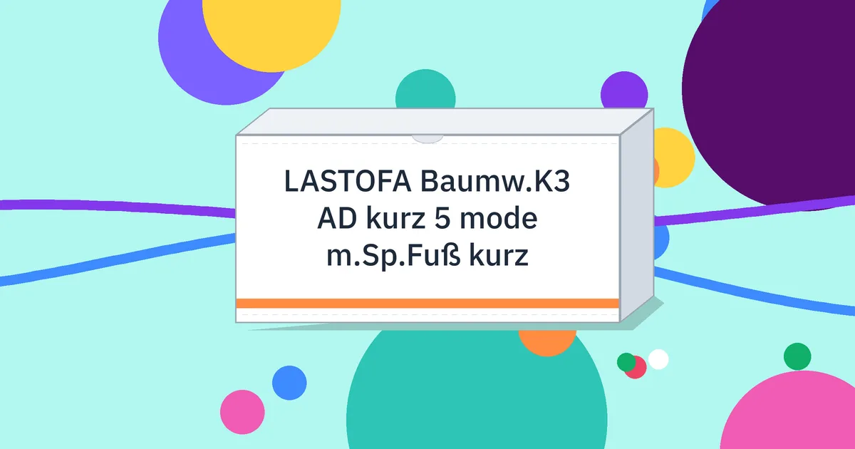 Symbolbild: Packung mit der Aufschrift LASTOFA Baumw.K3 AD kurz 5 mode m.Sp.Fuß kurz (PZN 01953618) – Verfügbarkeit und Bezug in Apotheken in Frankfurt am Main