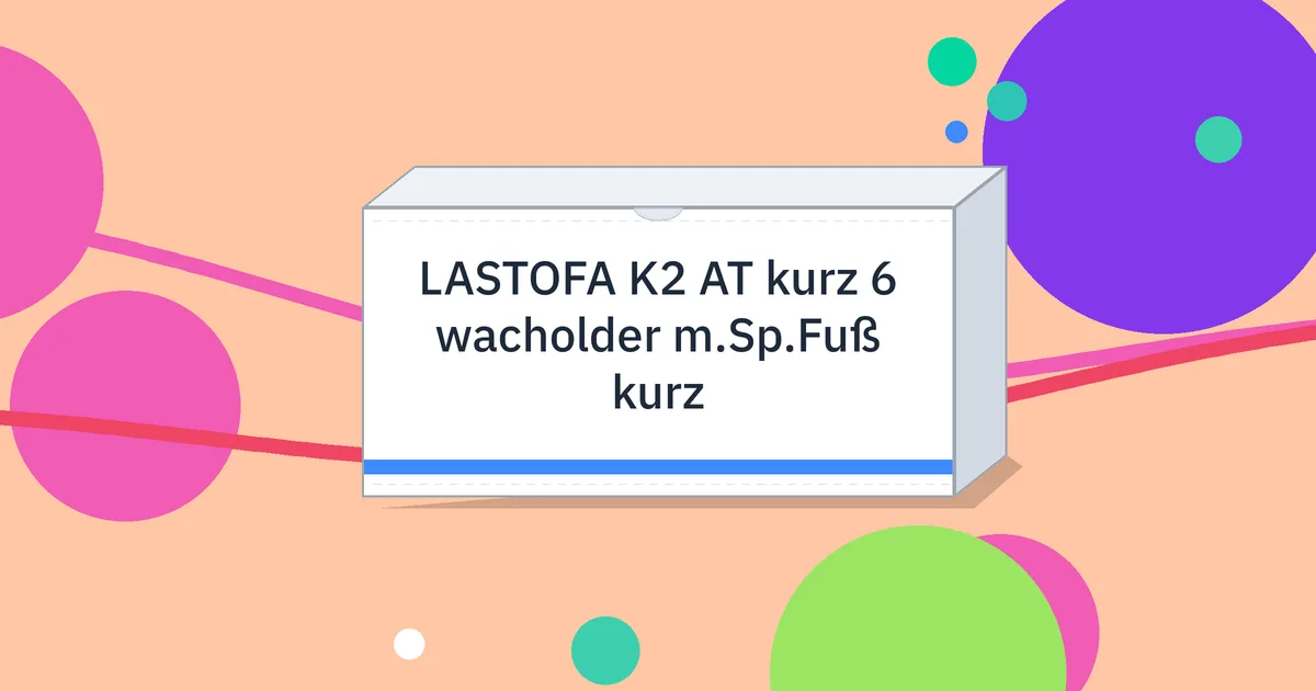 Symbolbild: Packung mit der Aufschrift LASTOFA K2 AT kurz 6 wacholder m.Sp.Fuß kurz (PZN 13810166) – Verfügbarkeit und Bezug in Apotheken in Frankfurt am Main