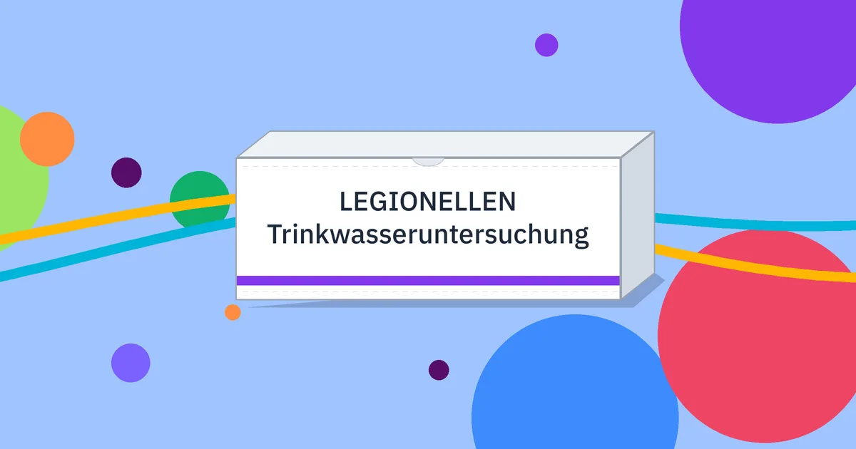 Symbolbild: Packung mit der Aufschrift LEGIONELLEN Trinkwasseruntersuchung (PZN 07356349) – Verfügbarkeit und Bezug in Apotheken in Frankfurt am Main