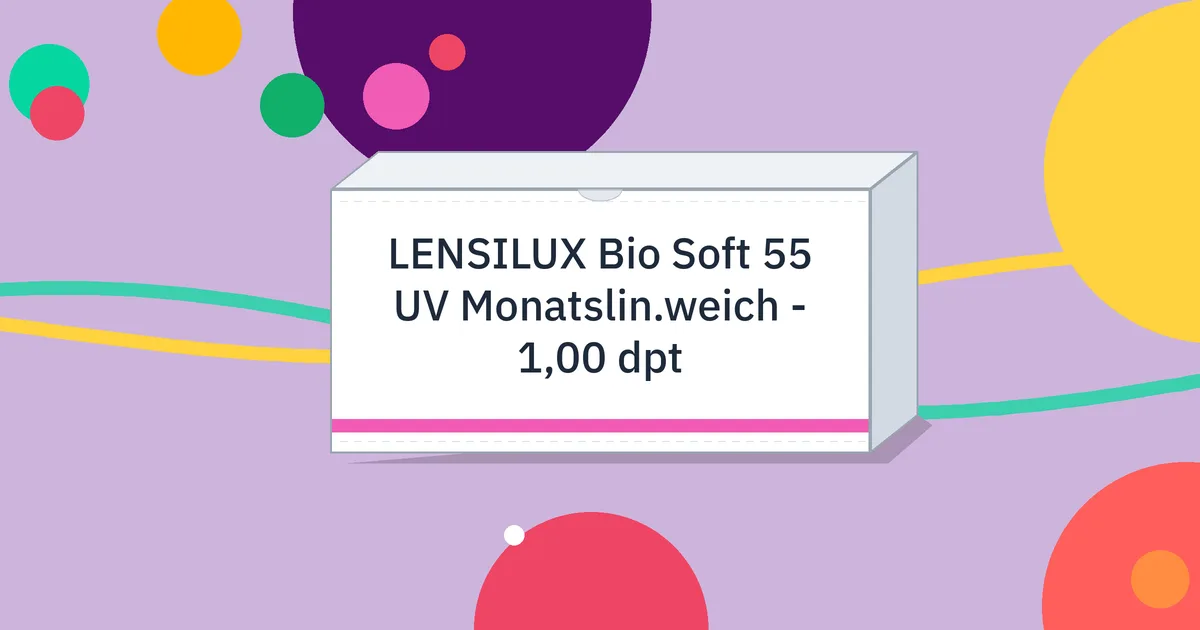 Symbolbild: Packung mit der Aufschrift LENSILUX Bio Soft 55 UV Monatslin.weich -1,00 dpt (PZN 20001616) – Verfügbarkeit und Bezug in Apotheken in Frankfurt am Main
