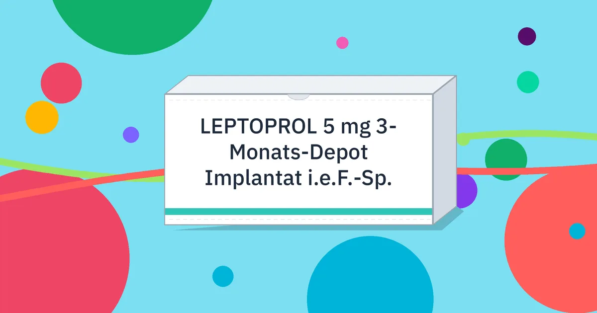 Symbolbild: Packung mit der Aufschrift LEPTOPROL 5 mg 3-Monats-Depot Implantat i.e.F.-Sp. (PZN 19667273) – Verfügbarkeit und Bezug in Apotheken in Frankfurt am Main