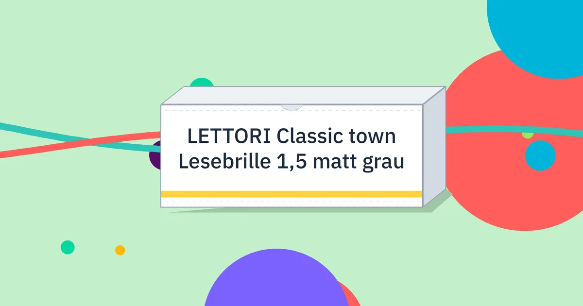 Symbolbild: Packung mit der Aufschrift LETTORI Classic town Lesebrille 1,5 matt grau (PZN 11057664) – Verfügbarkeit und Bezug in Apotheken in Frankfurt am Main