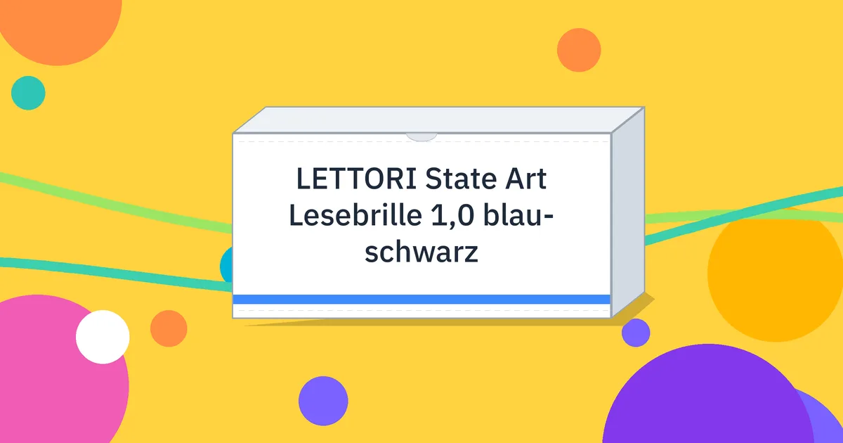 Symbolbild: Packung mit der Aufschrift LETTORI State Art Lesebrille 1,0 blau-schwarz (PZN 11056245) – Verfügbarkeit und Bezug in Apotheken in Frankfurt am Main