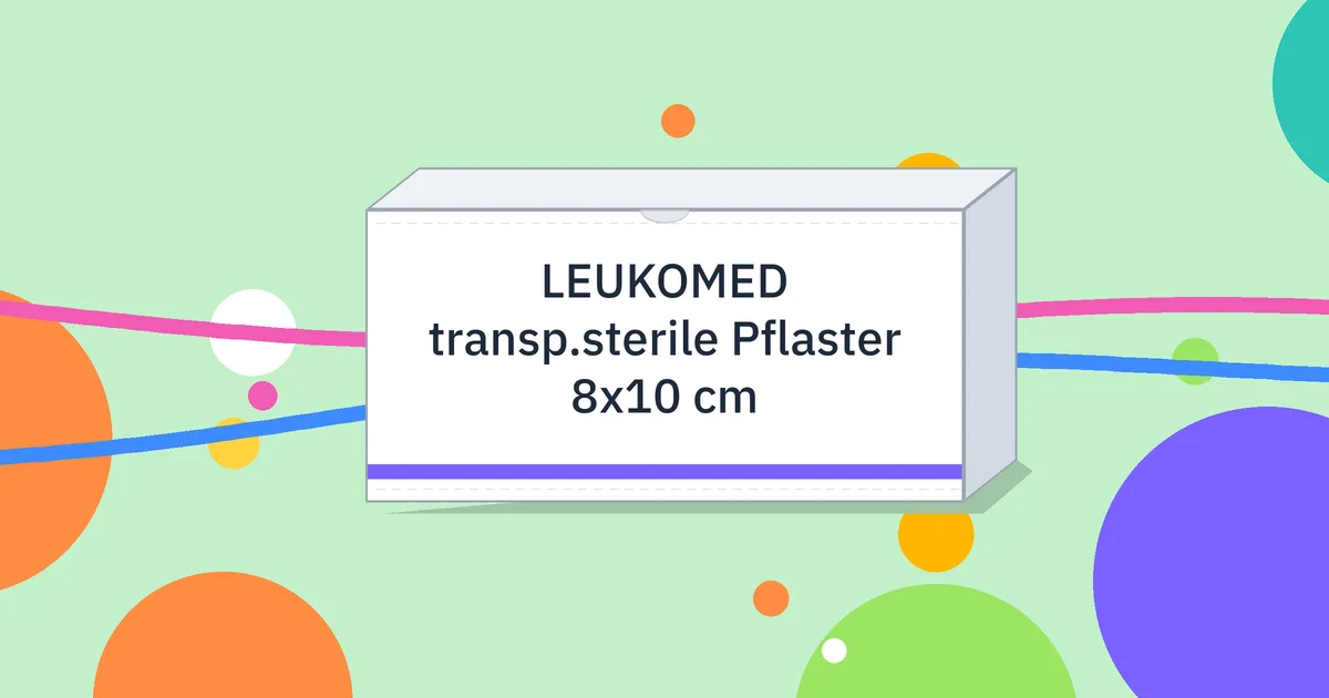 Symbolbild: Packung mit der Aufschrift LEUKOMED transp.sterile Pflaster 8x10 cm (PZN 01051028) – Verfügbarkeit und Bezug in Apotheken in Frankfurt am Main
