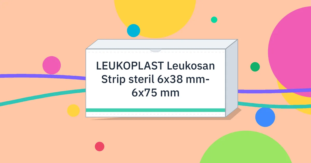 Symbolbild: Packung mit der Aufschrift LEUKOPLAST Leukosan Strip steril 6x38 mm-6x75 mm (PZN 14220024) – Verfügbarkeit und Bezug in Apotheken in Frankfurt am Main