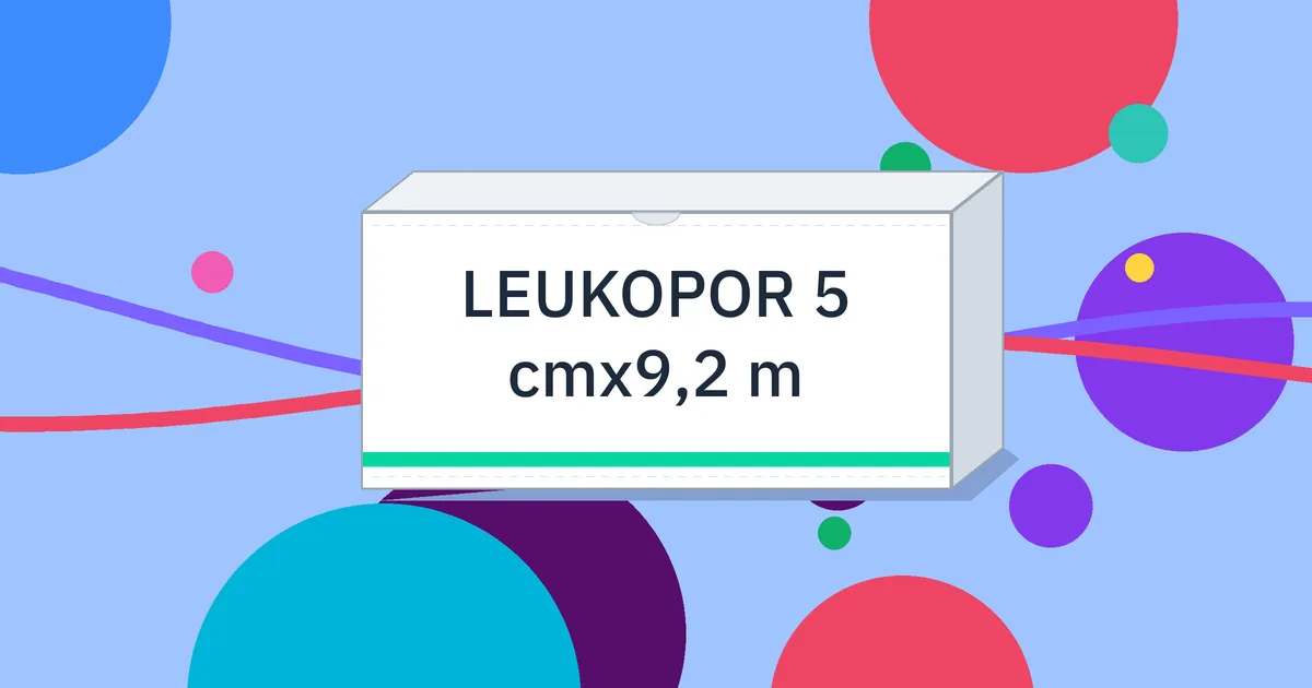 Symbolbild: Packung mit der Aufschrift LEUKOPOR 5 cmx9,2 m (PZN 04593623) – Verfügbarkeit und Bezug in Apotheken in Frankfurt am Main