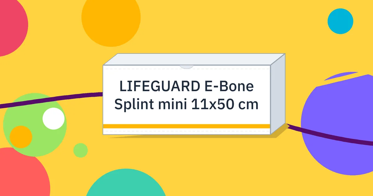 Symbolbild: Packung mit der Aufschrift LIFEGUARD E-Bone Splint mini 11x50 cm (PZN 02819141) – Verfügbarkeit und Bezug in Apotheken in Frankfurt am Main