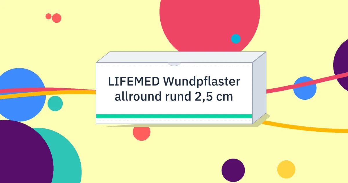 Symbolbild: Packung mit der Aufschrift LIFEMED Wundpflaster allround rund 2,5 cm (PZN 19477087) – Verfügbarkeit und Bezug in Apotheken in Frankfurt am Main