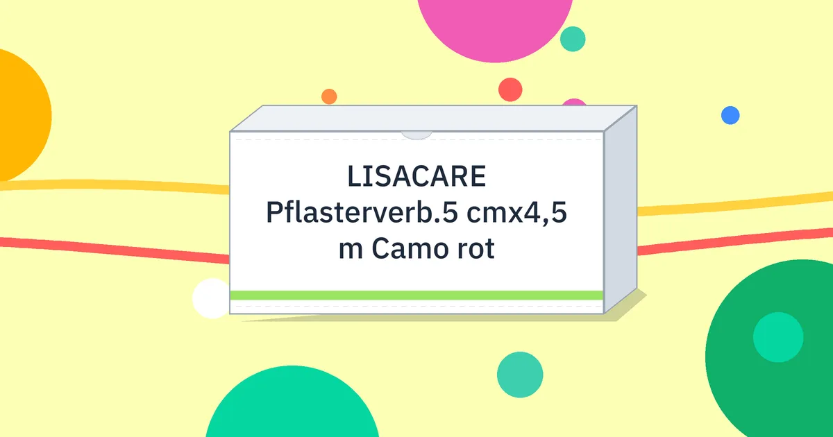Symbolbild: Packung mit der Aufschrift LISACARE Pflasterverb.5 cmx4,5 m Camo rot (PZN 17892296) – Verfügbarkeit und Bezug in Apotheken in Frankfurt am Main