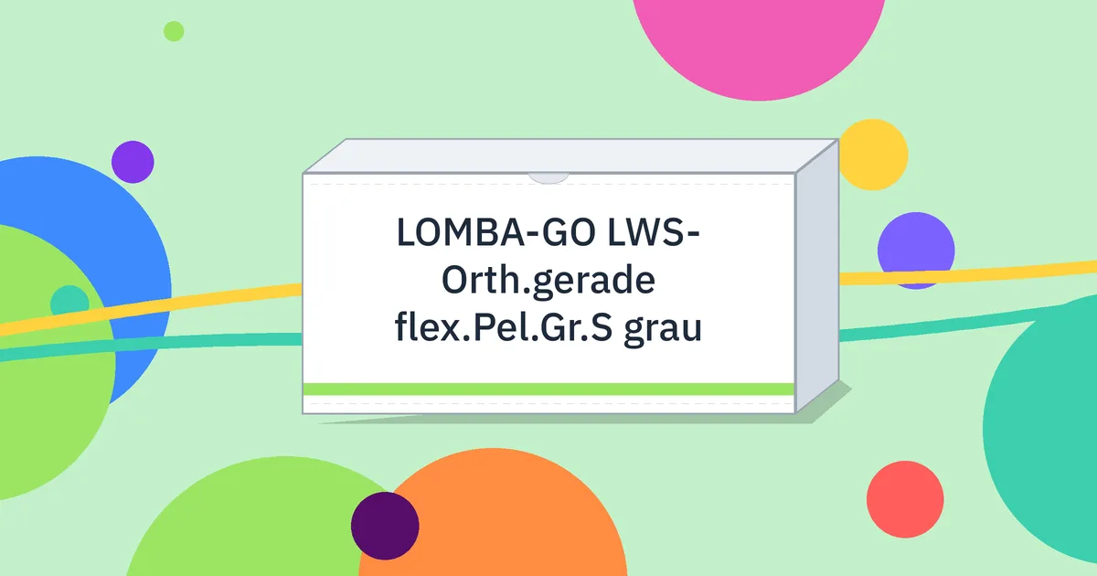 Symbolbild: Packung mit der Aufschrift LOMBA-GO LWS-Orth.gerade flex.Pel.Gr.S grau (PZN 10064337) – Verfügbarkeit und Bezug in Apotheken in Frankfurt am Main