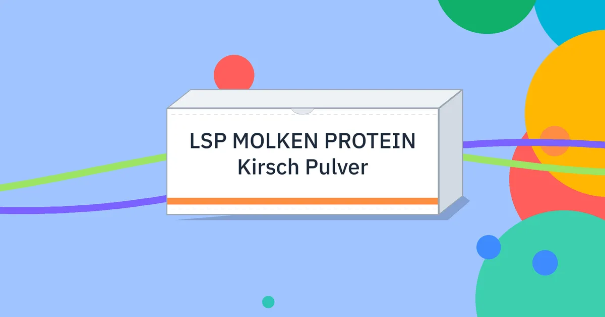 Symbolbild: Packung mit der Aufschrift LSP MOLKEN PROTEIN Kirsch Pulver (PZN 09917119) – Verfügbarkeit und Bezug in Apotheken in Frankfurt am Main