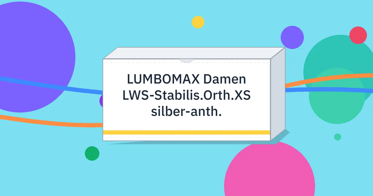 Symbolbild: Packung mit der Aufschrift LUMBOMAX Damen LWS-Stabilis.Orth.XS silber-anth. (PZN 11097675) – Verfügbarkeit und Bezug in Apotheken in Frankfurt am Main