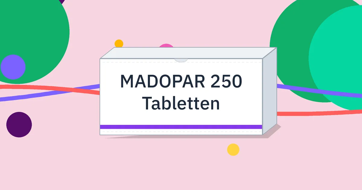 Symbolbild: Packung mit der Aufschrift MADOPAR 250 Tabletten (PZN 00257911) – Verfügbarkeit und Bezug in Apotheken in Frankfurt am Main
