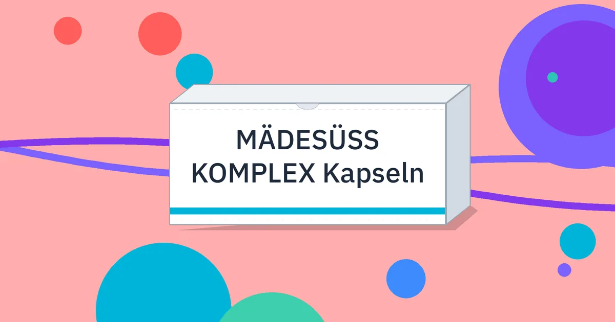 Symbolbild: Packung mit der Aufschrift MÄDESÜSS KOMPLEX Kapseln (PZN 14161505) – Verfügbarkeit und Bezug in Apotheken in Frankfurt am Main