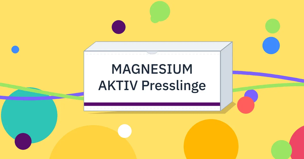 Symbolbild: Packung mit der Aufschrift MAGNESIUM AKTIV Presslinge (PZN 14040457) – Verfügbarkeit und Bezug in Apotheken in Frankfurt am Main