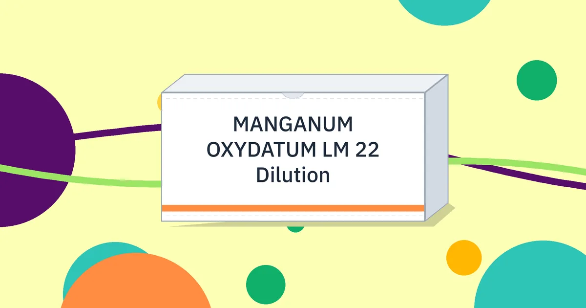 Symbolbild: Packung mit der Aufschrift MANGANUM OXYDATUM LM 22 Dilution (PZN 12944746) – Verfügbarkeit und Bezug in Apotheken in Frankfurt am Main