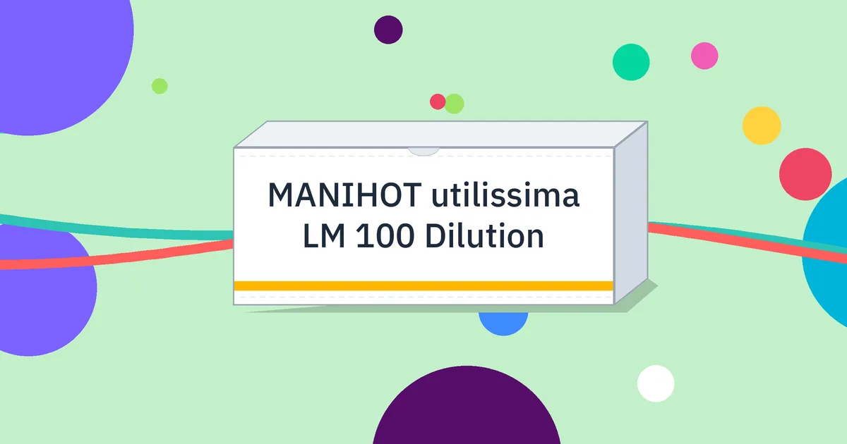 Symbolbild: Packung mit der Aufschrift MANIHOT utilissima LM 100 Dilution (PZN 13601244) – Verfügbarkeit und Bezug in Apotheken in Frankfurt am Main
