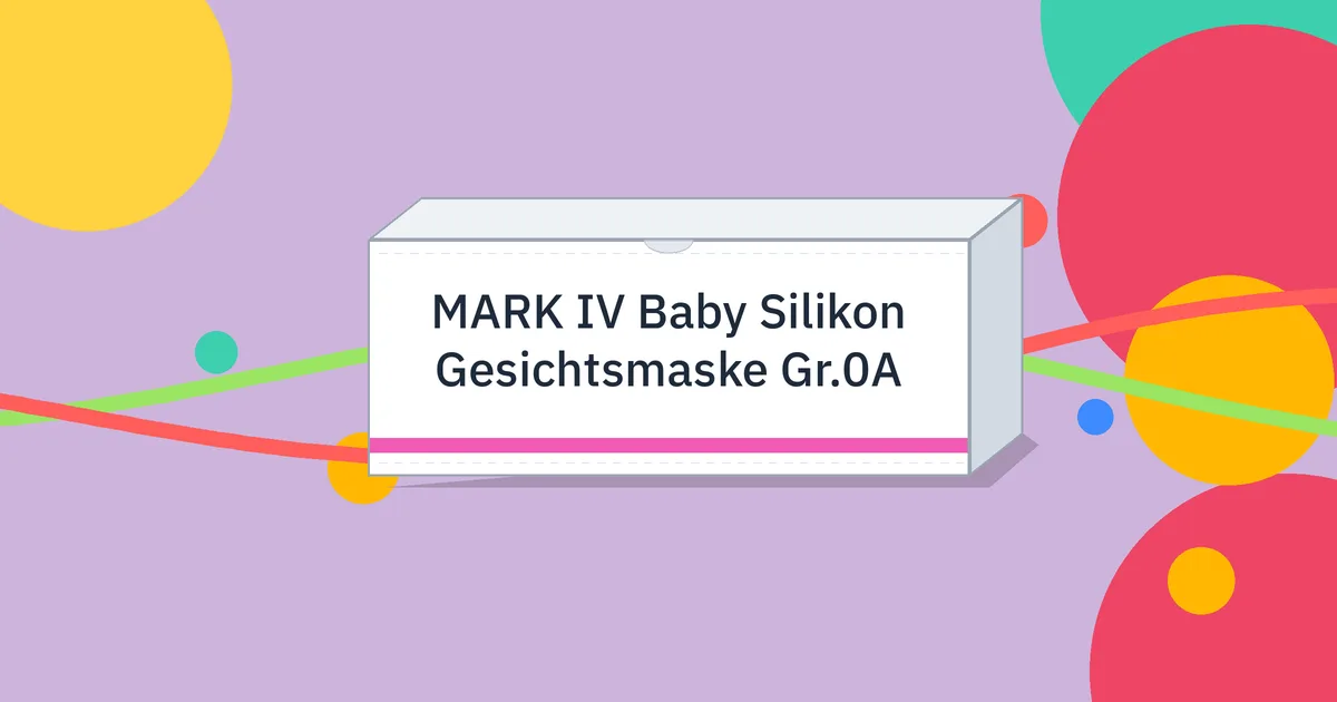 Symbolbild: Packung mit der Aufschrift MARK IV Baby Silikon Gesichtsmaske Gr.0A (PZN 09393076) – Verfügbarkeit und Bezug in Apotheken in Frankfurt am Main