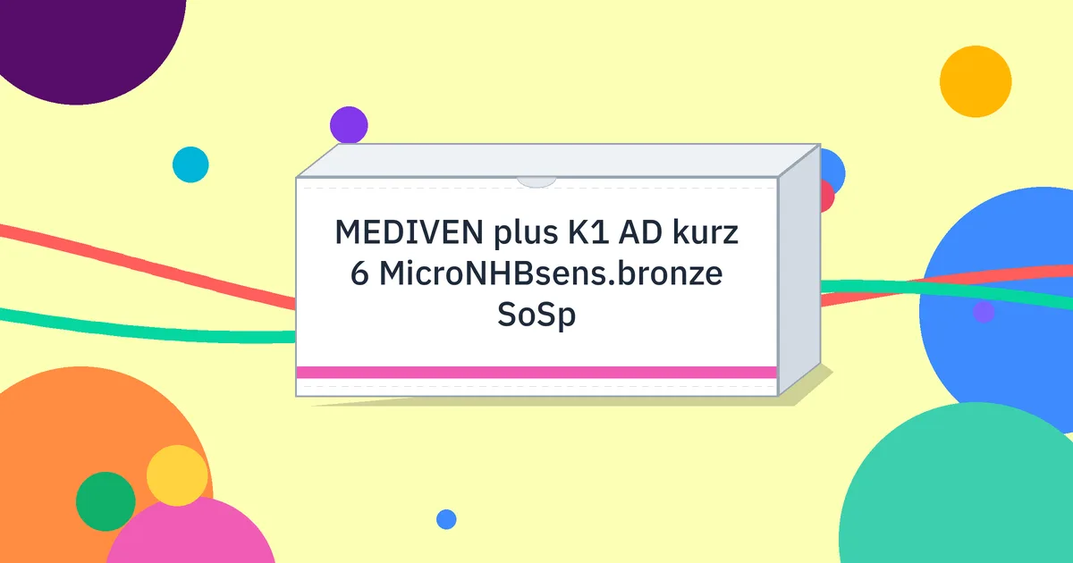 Symbolbild: Packung mit der Aufschrift MEDIVEN plus K1 AD kurz 6 MicroNHBsens.bronze SoSp (PZN 15907237) – Verfügbarkeit und Bezug in Apotheken in Frankfurt am Main