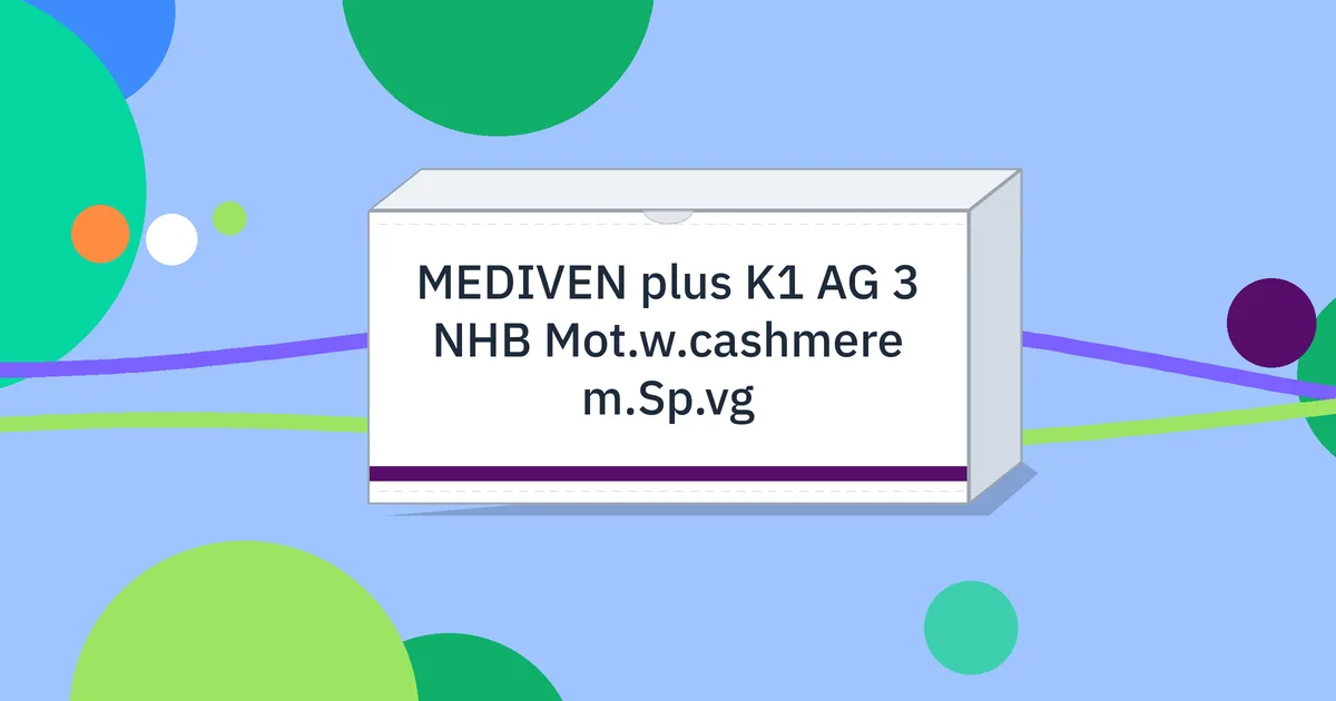 Symbolbild: Packung mit der Aufschrift MEDIVEN plus K1 AG 3 NHB Mot.w.cashmere m.Sp.vg (PZN 15919677) – Verfügbarkeit und Bezug in Apotheken in Frankfurt am Main