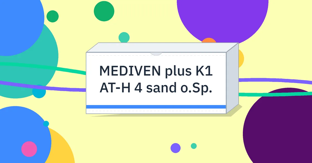Symbolbild: Packung mit der Aufschrift MEDIVEN plus K1 AT-H 4 sand o.Sp. (PZN 18933063) – Verfügbarkeit und Bezug in Apotheken in Frankfurt am Main