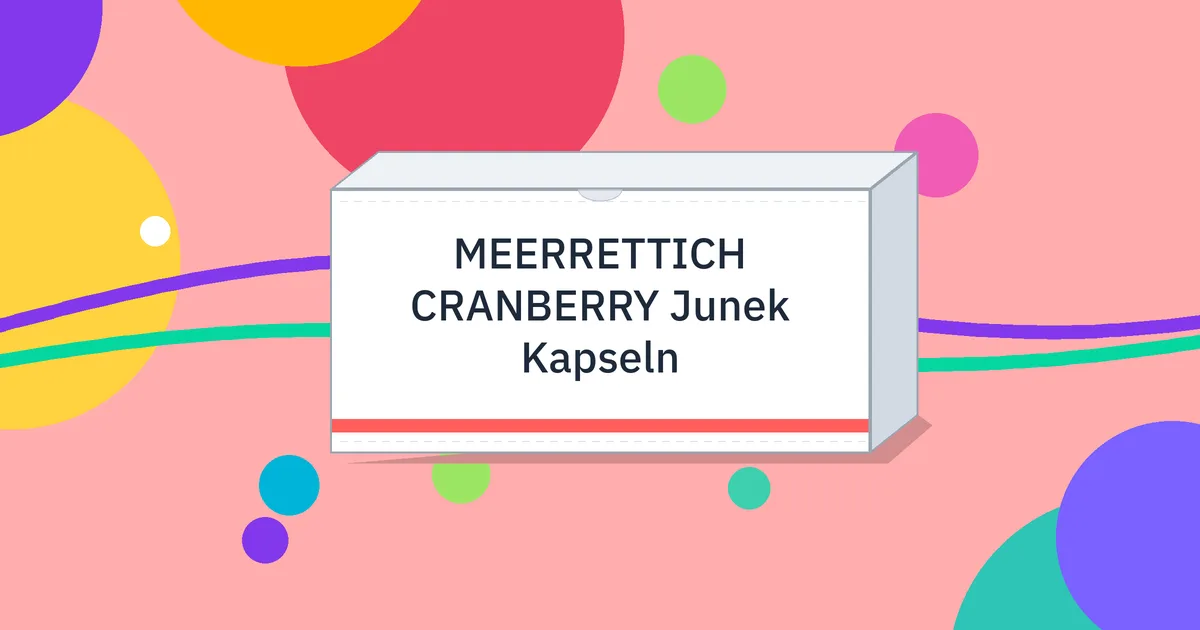 Symbolbild: Packung mit der Aufschrift MEERRETTICH CRANBERRY Junek Kapseln (PZN 10307202) – Verfügbarkeit und Bezug in Apotheken in Frankfurt am Main