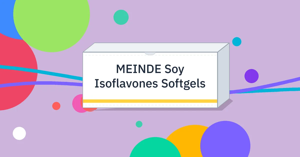 Symbolbild: Packung mit der Aufschrift MEINDE Soy Isoflavones Softgels (PZN 20107651) – Verfügbarkeit und Bezug in Apotheken in Frankfurt am Main