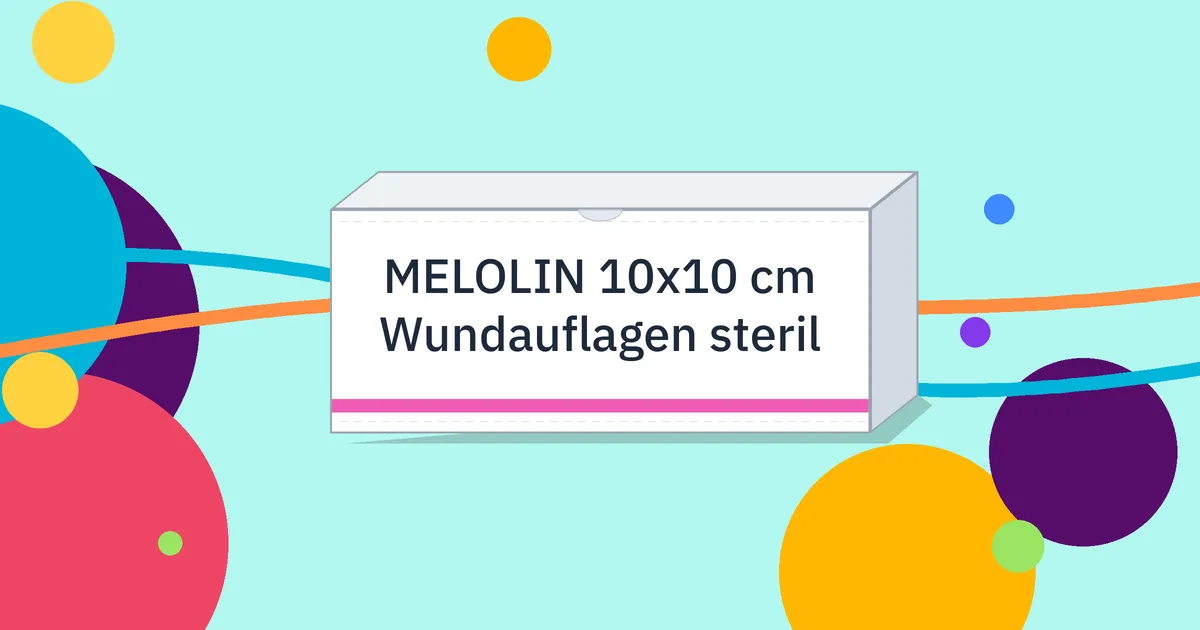 Symbolbild: Packung mit der Aufschrift MELOLIN 10x10 cm Wundauflagen steril (PZN 18323583) – Verfügbarkeit und Bezug in Apotheken in Frankfurt am Main