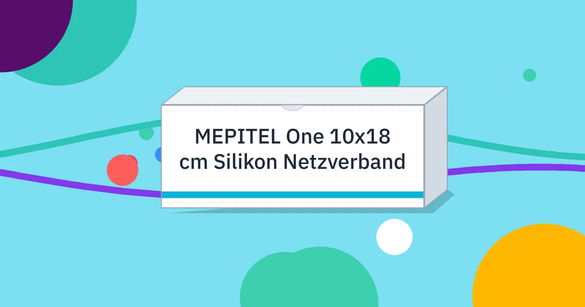 Symbolbild: Packung mit der Aufschrift MEPITEL One 10x18 cm Silikon Netzverband (PZN 18052285) – Verfügbarkeit und Bezug in Apotheken in Frankfurt am Main