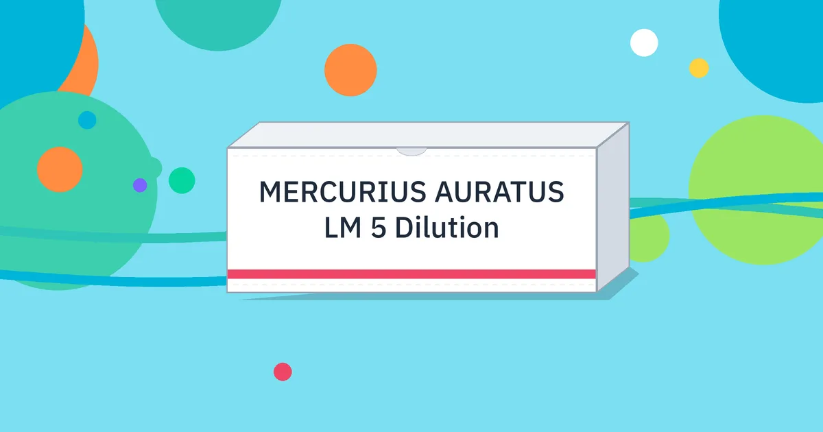 Symbolbild: Packung mit der Aufschrift MERCURIUS AURATUS LM 5 Dilution (PZN 12948170) – Verfügbarkeit und Bezug in Apotheken in Frankfurt am Main