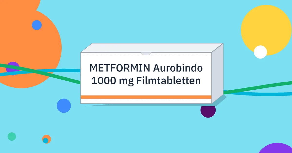 Symbolbild: Packung mit der Aufschrift METFORMIN Aurobindo 1000 mg Filmtabletten (PZN 17448940) – Verfügbarkeit und Bezug in Apotheken in Frankfurt am Main
