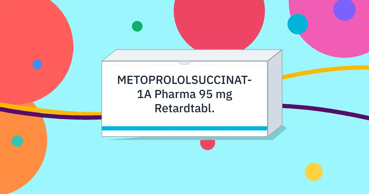 Symbolbild: Packung mit der Aufschrift METOPROLOLSUCCINAT-1A Pharma 95 mg Retardtabl. (PZN 20171324) – Verfügbarkeit und Bezug in Apotheken in Frankfurt am Main