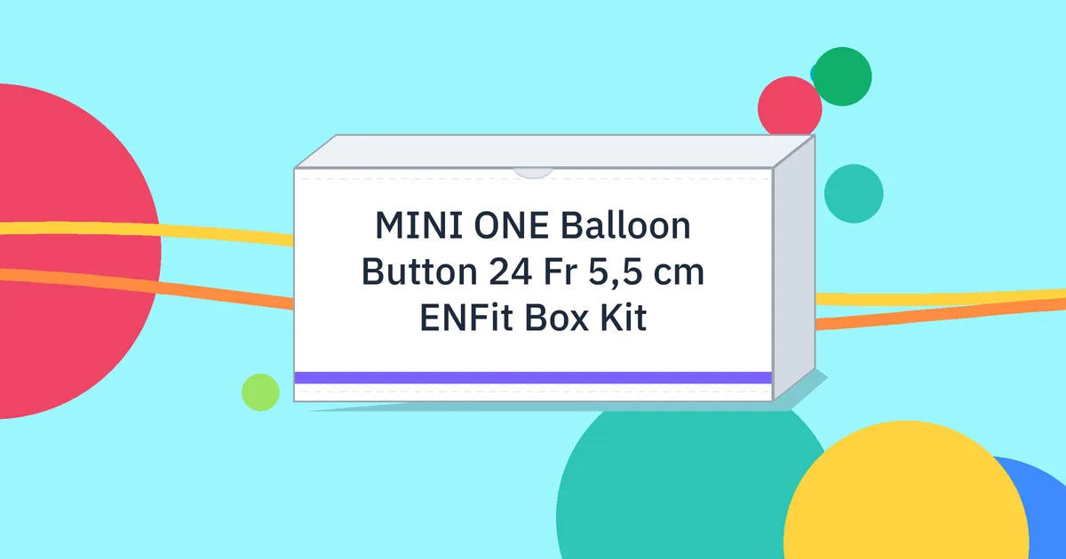 Symbolbild: Packung mit der Aufschrift MINI ONE Balloon Button 24 Fr 5,5 cm ENFit Box Kit (PZN 20134607) – Verfügbarkeit und Bezug in Apotheken in Frankfurt am Main