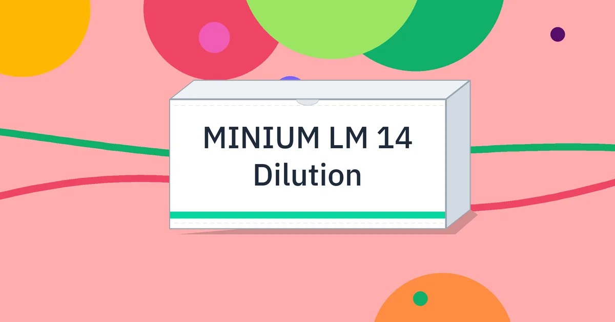Symbolbild: Packung mit der Aufschrift MINIUM LM 14 Dilution (PZN 13608884) – Verfügbarkeit und Bezug in Apotheken in Frankfurt am Main
