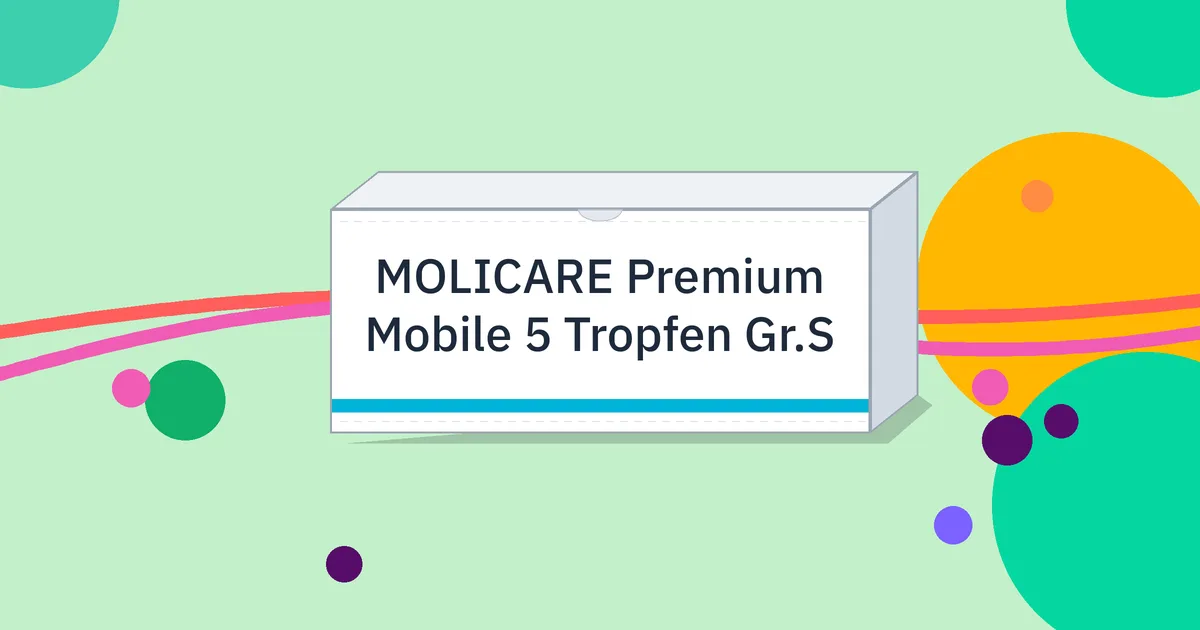 Symbolbild: Packung mit der Aufschrift MOLICARE Premium Mobile 5 Tropfen Gr.S (PZN 13506416) – Verfügbarkeit und Bezug in Apotheken in Frankfurt am Main