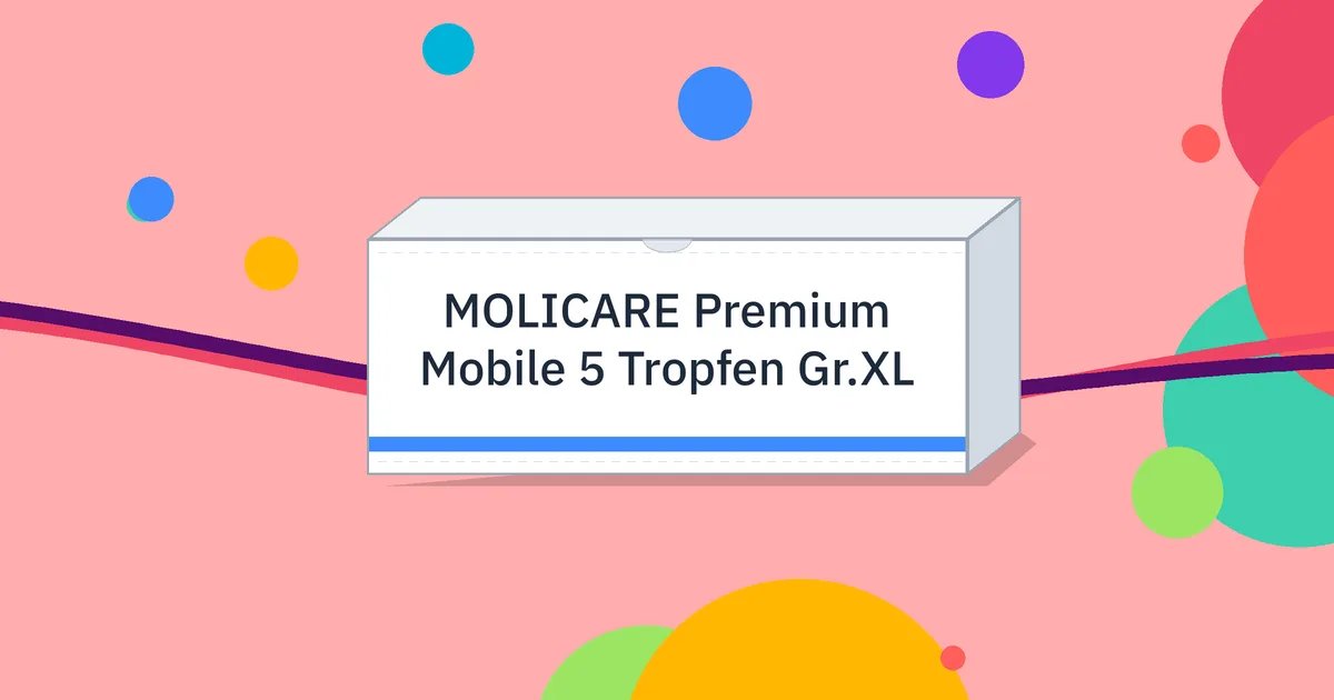 Symbolbild: Packung mit der Aufschrift MOLICARE Premium Mobile 5 Tropfen Gr.XL (PZN 13476827) – Verfügbarkeit und Bezug in Apotheken in Frankfurt am Main