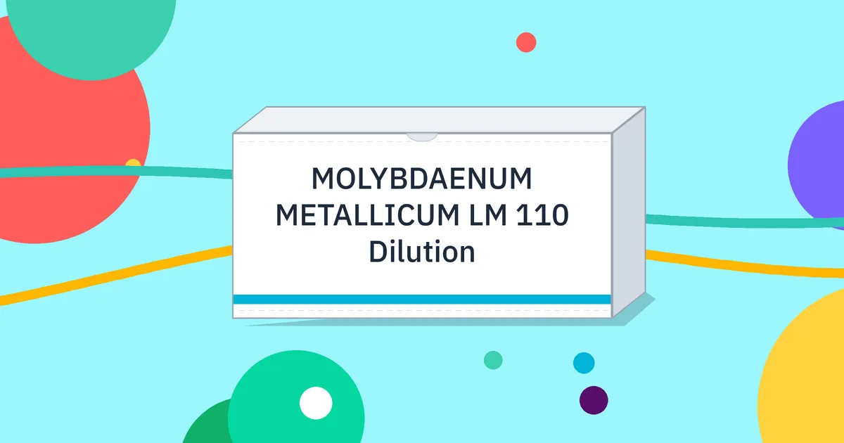 Symbolbild: Packung mit der Aufschrift MOLYBDAENUM METALLICUM LM 110 Dilution (PZN 13610102) – Verfügbarkeit und Bezug in Apotheken in Frankfurt am Main